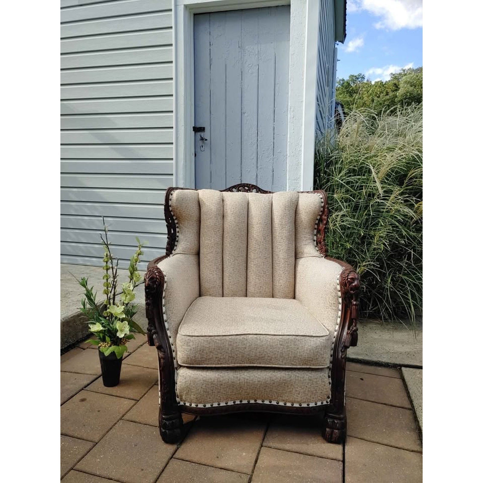 Victorian Walnut Wingback Library Chair Circa 1900 – Oak Hill Trading